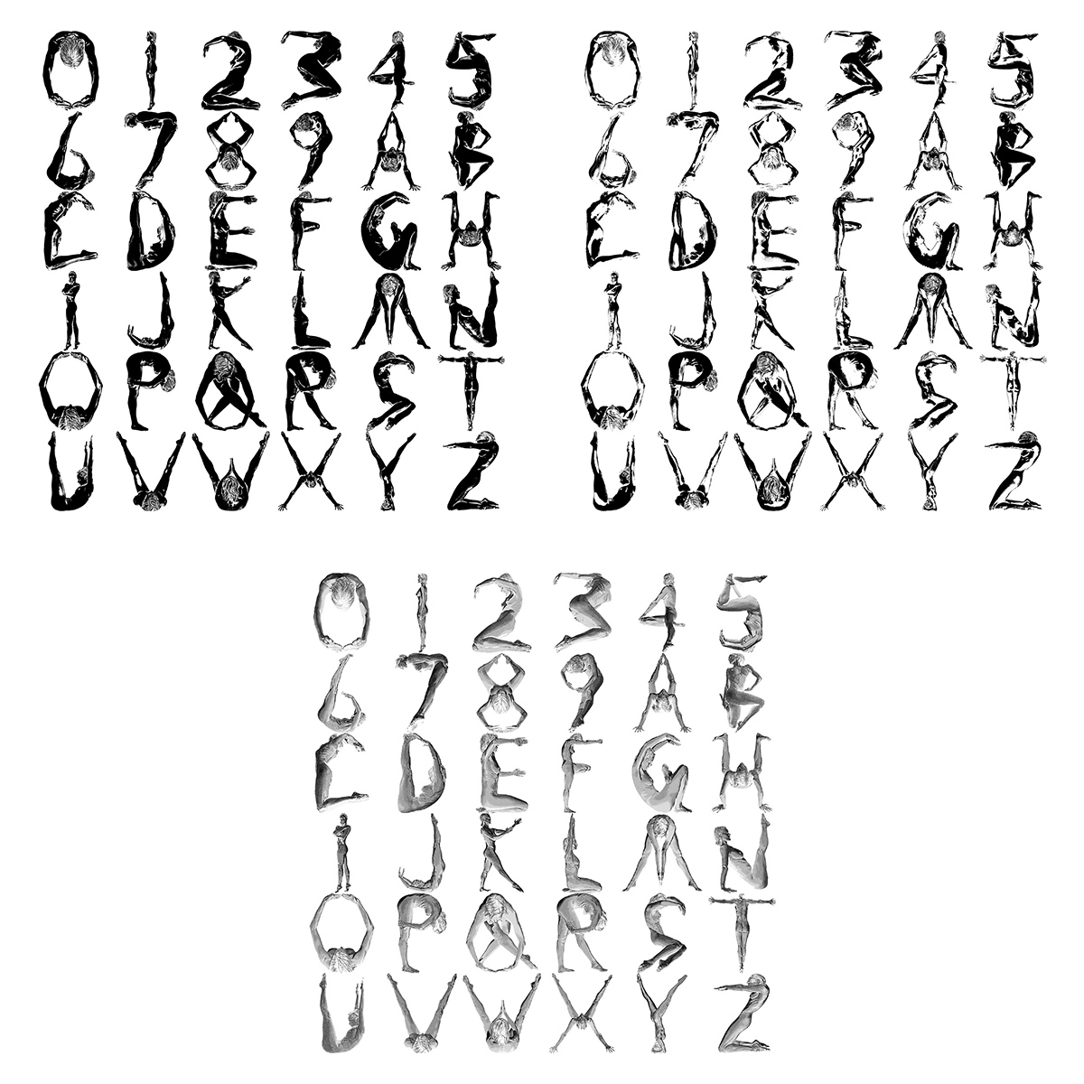 Human Alphabet Font Images (all 3 variations) - Human Font